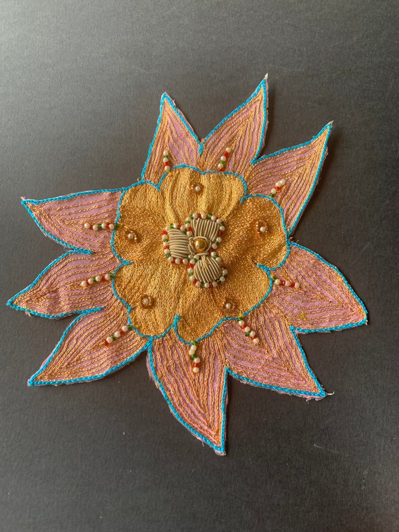 Antique Applique Embroidered Flower Embroidery Patch Ready to - Etsy