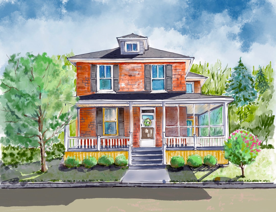Custom Home Painting-watercolor House Painting-personalized ...