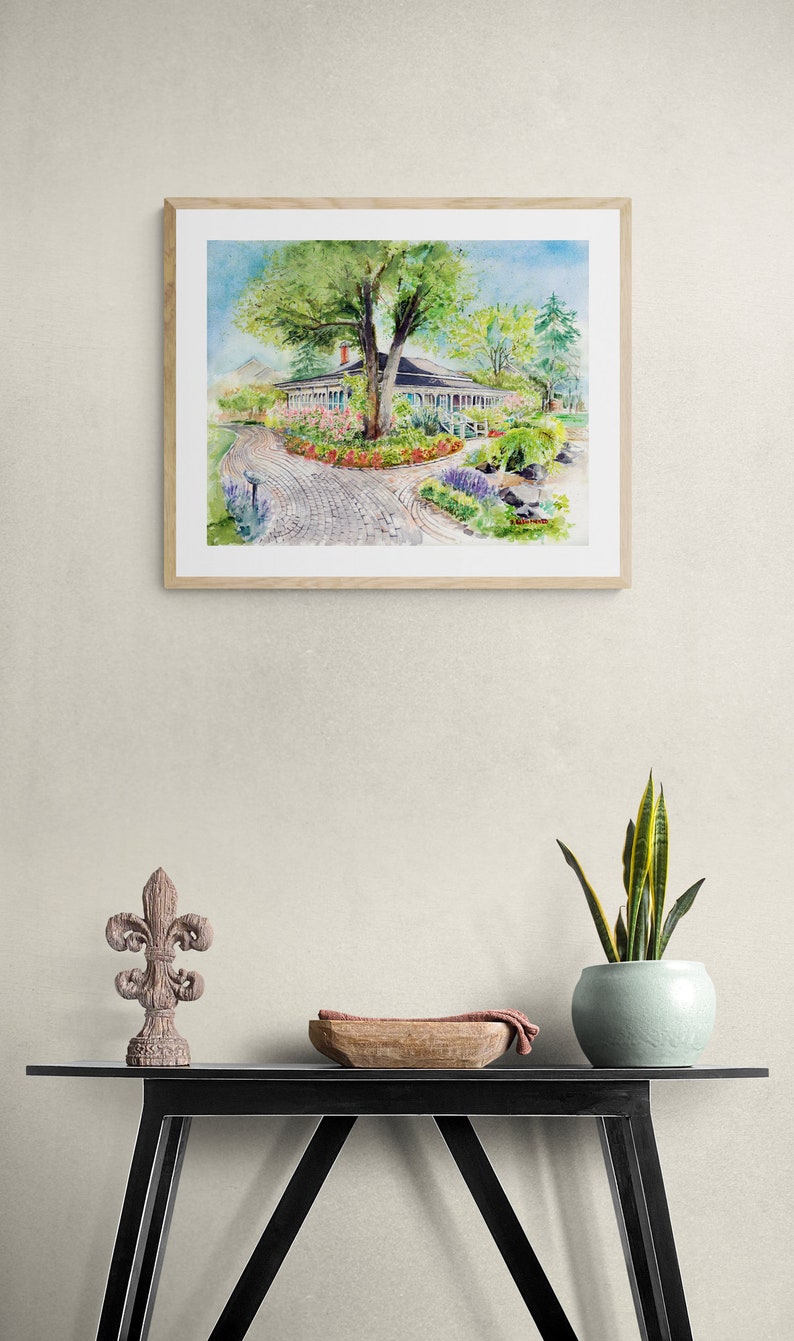Guisachan House Watercolor Art Print, Kelowna Heritage Park Cityscape ...