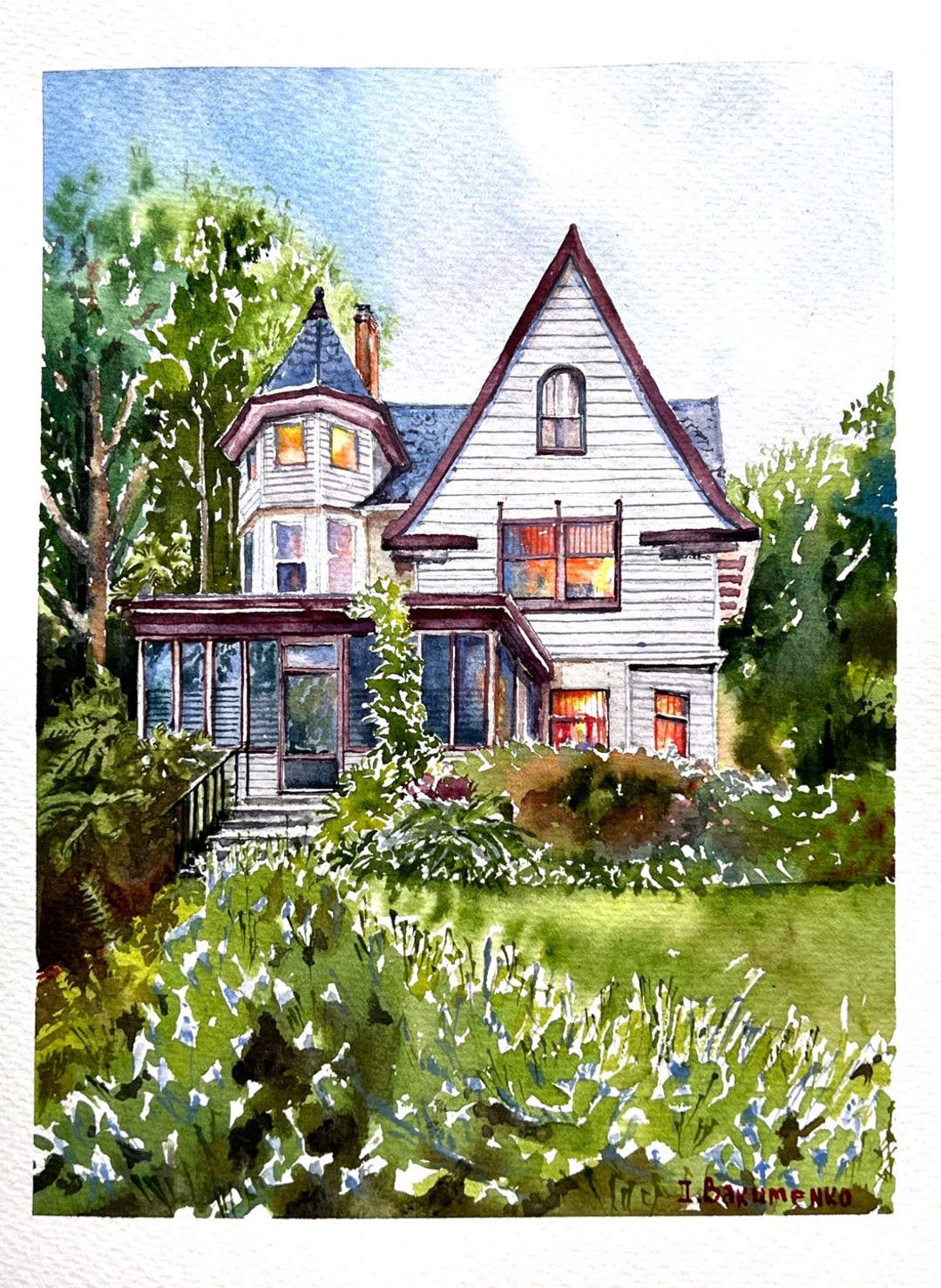 House Portrait Watercolor Painting , Hand Painted House Painting ...
