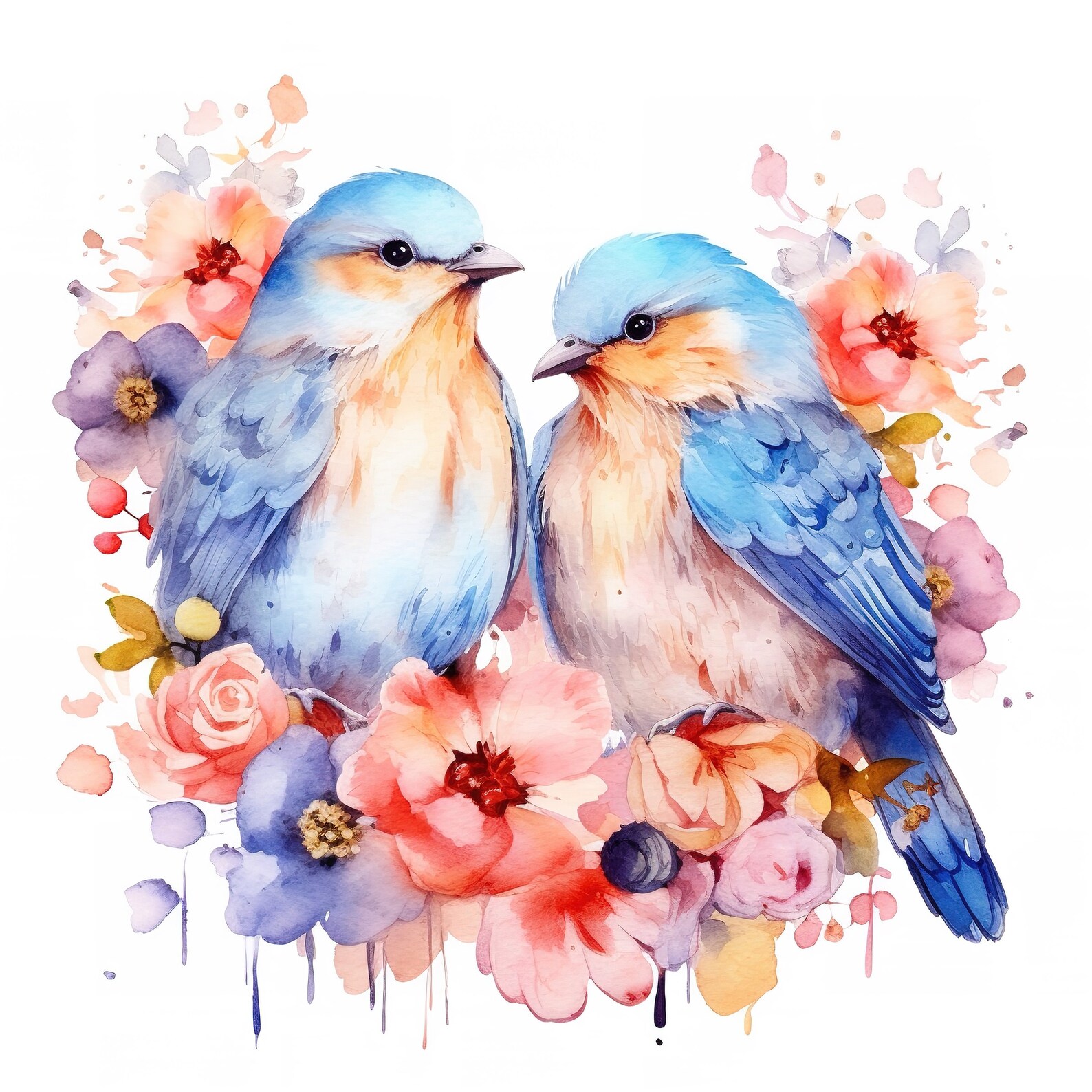 A Pair of Cute Birds Clip Art, 12 High Quality Jpg_digital Download ...
