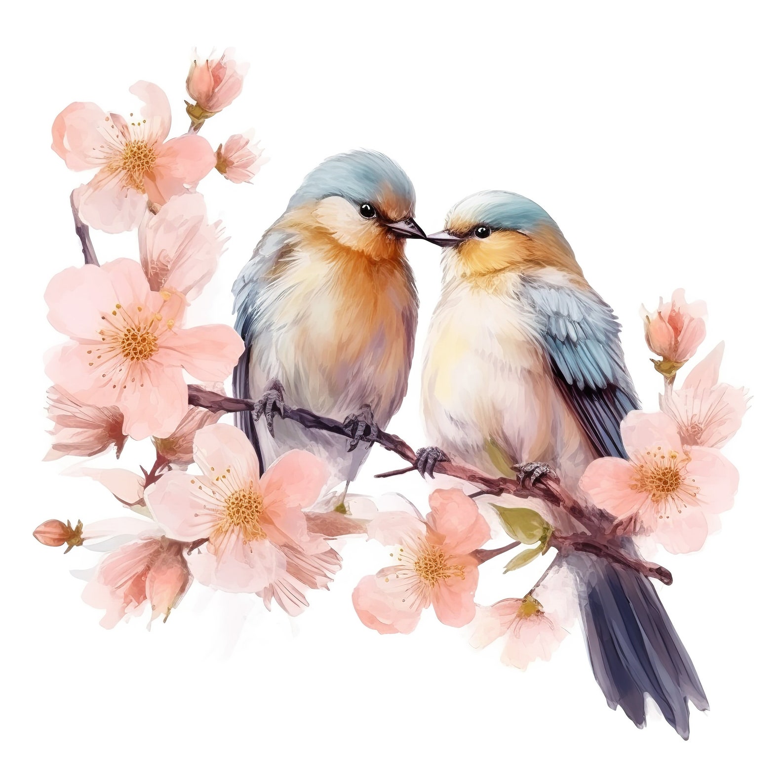 A Pair of Cute Birds Clip Art, 12 High Quality Jpg_digital Download ...