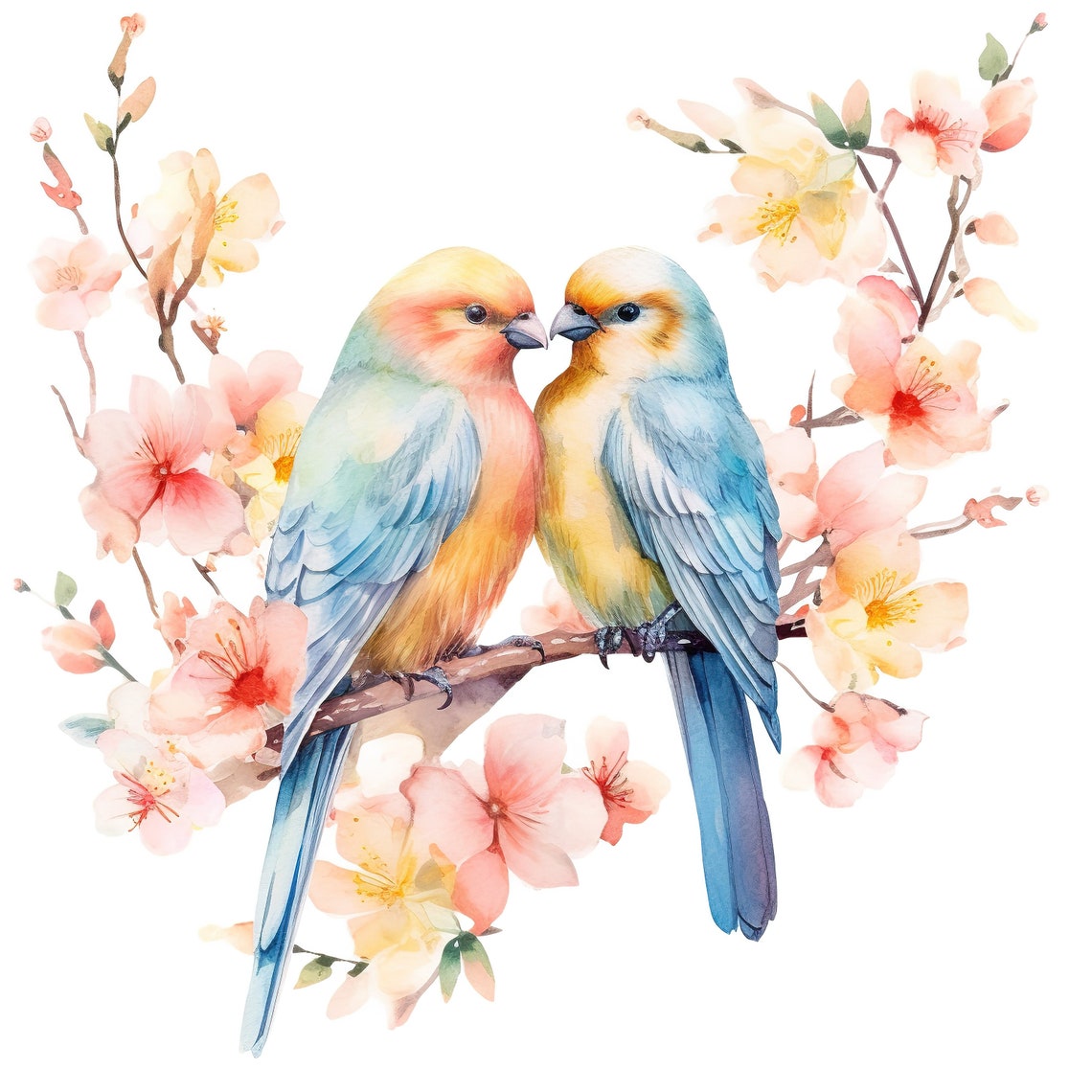 A Pair of Cute Birds Clip Art, 12 High Quality Jpg_digital Download ...