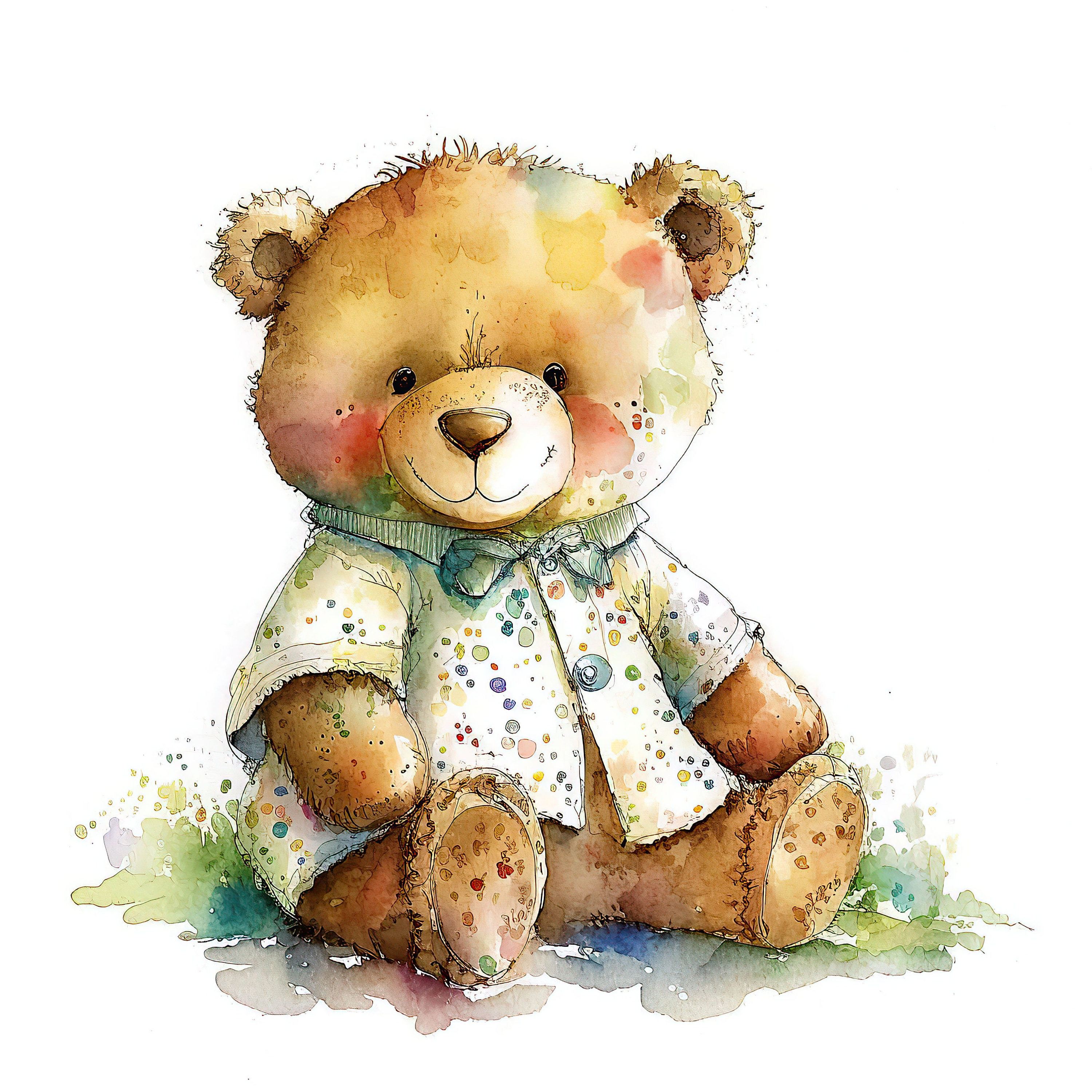 Watercolor Teddy Bear Clipart, 12 High Quality Jpgs, Digital Download ...
