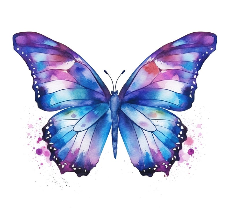 Fantastic Watercolor Butterfly Clipart 12 High Quality JPG, Digital ...