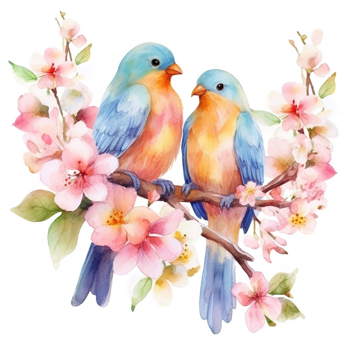 A Pair of Cute Birds Clip Art, 12 High Quality Jpg_digital Download ...
