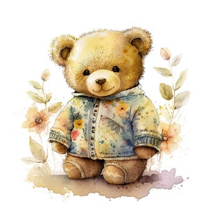 Watercolor Teddy Bear Clipart, 12 High Quality Jpgs, Digital Download ...