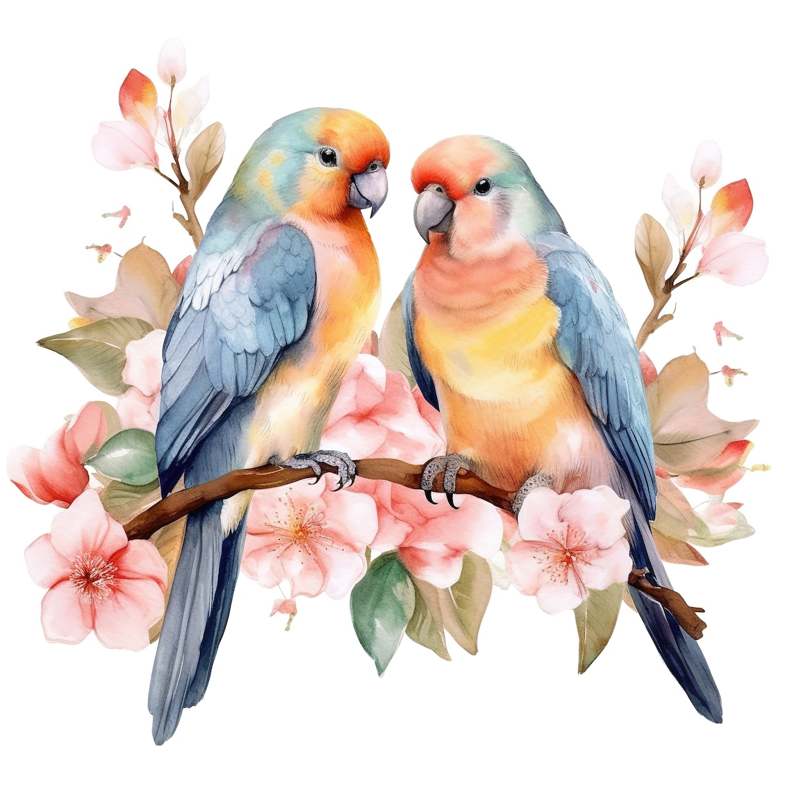 A Pair of Cute Birds Clip Art, 12 High Quality Jpg_digital Download ...
