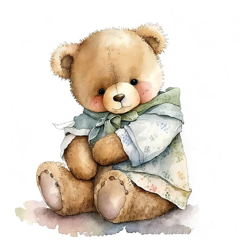 Watercolor Teddy Bear Clipart 12 High Quality Jpgs Digital - Etsy UK