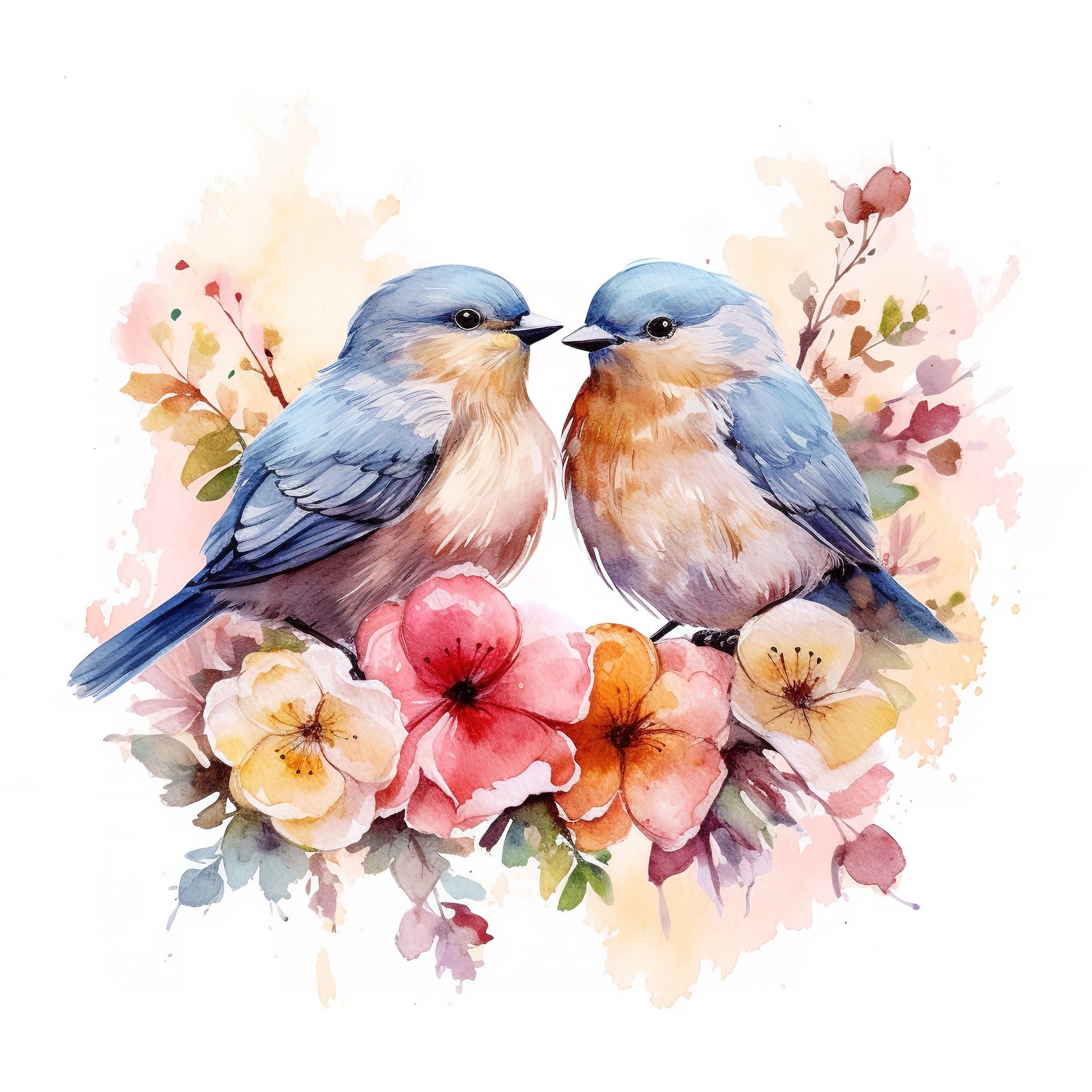 A Pair of Cute Birds Clip Art, 12 High Quality Jpg_digital Download ...