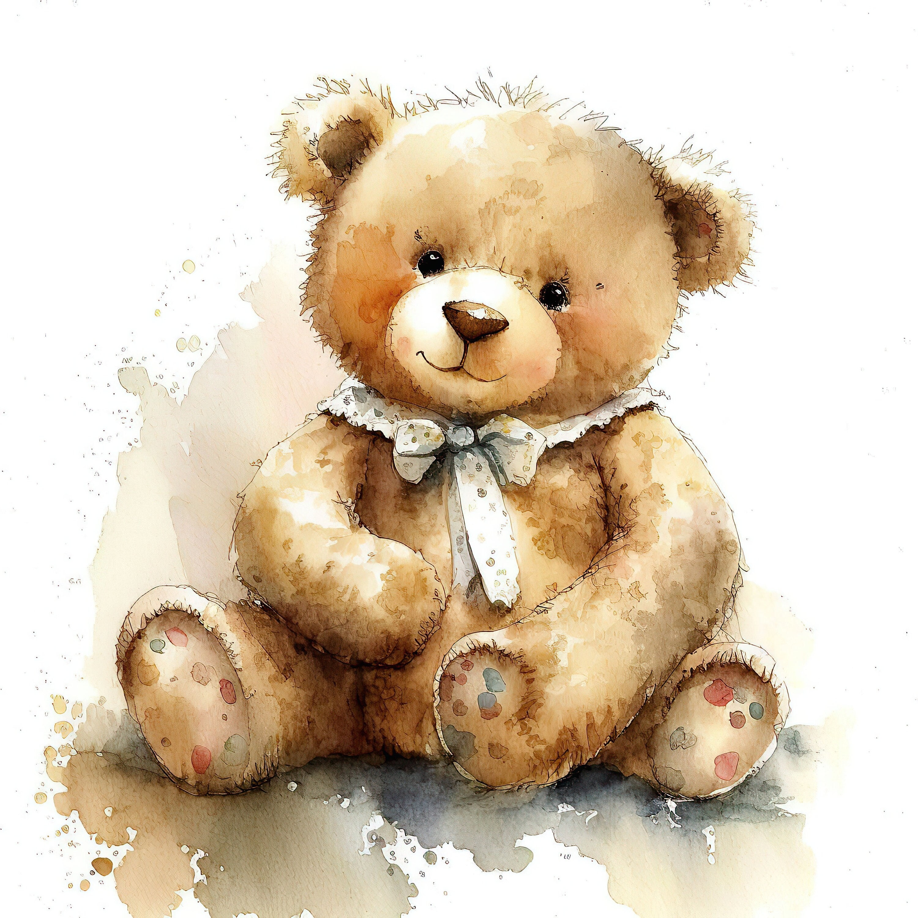 Watercolor Teddy Bear Clipart, 12 High Quality Jpgs, Digital Download ...