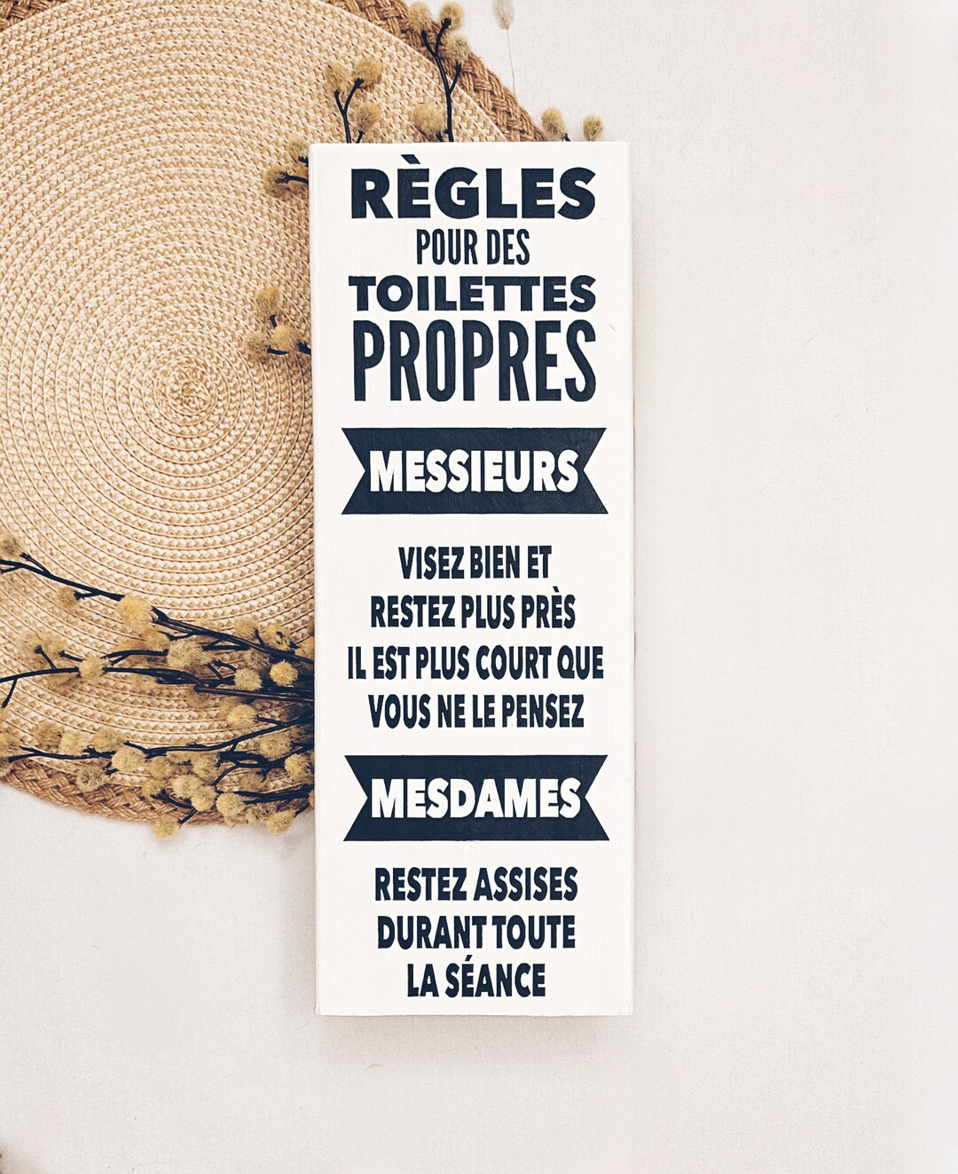 Pancarte De Bois, Les Règles Pour Les Toilettes, Affiche WC, Enseigne ...