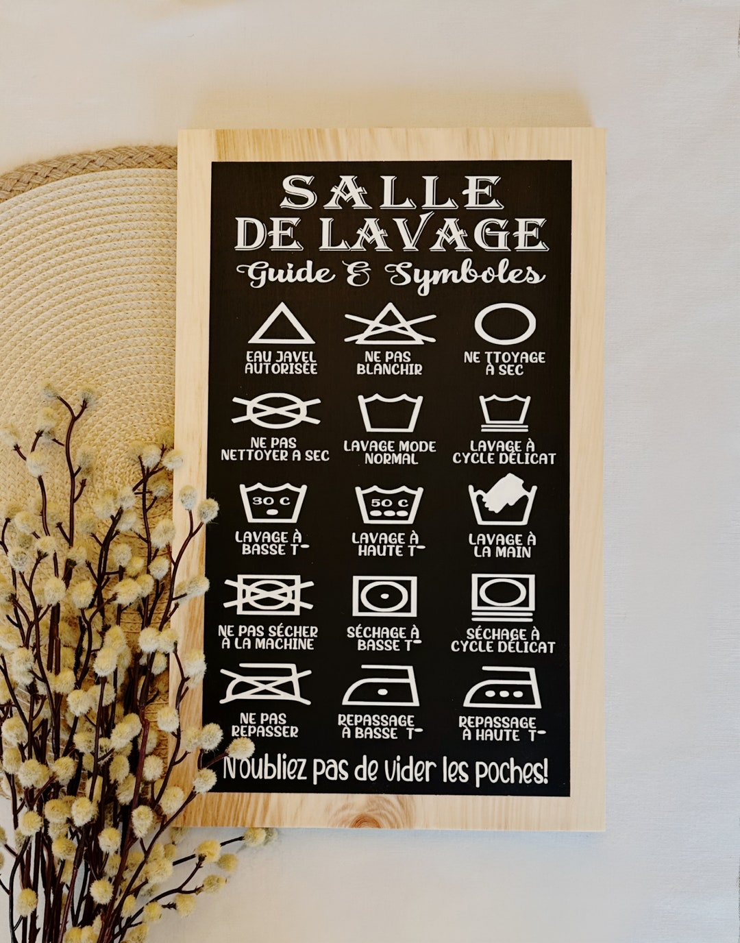 Affiche Buanderie, Guide Et Symboles Pour La Lessive, Décoration Mural ...