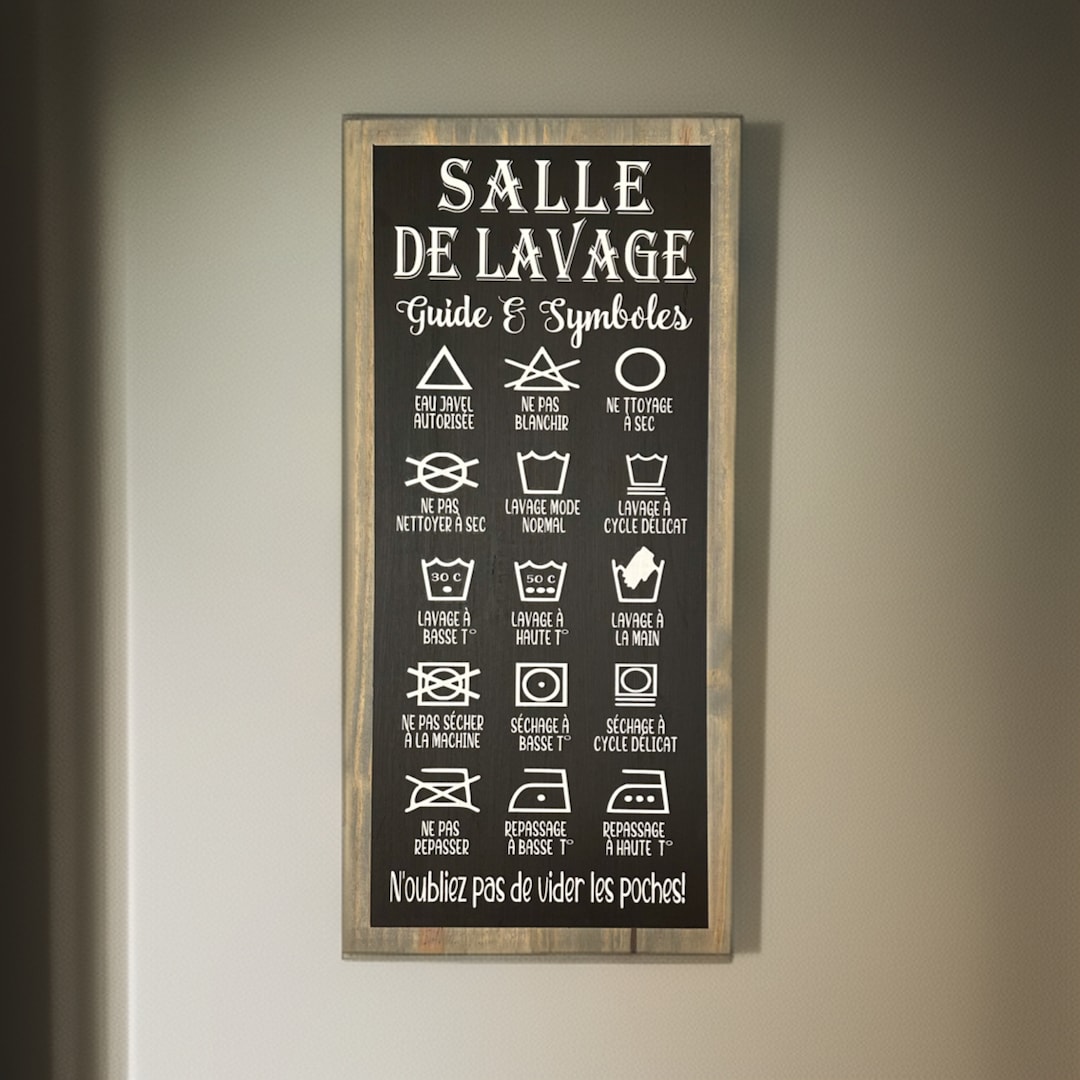 Affiche Buanderie, Guide Et Symboles Pour La Lessive, Décoration Mural ...