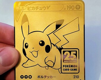 Gold Pikachu Card - Etsy