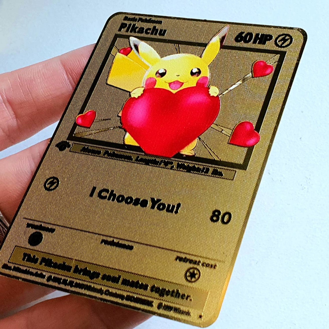 Pikachu I Choose You Gold Pokemon Card Custom Metal Card Etsy UK