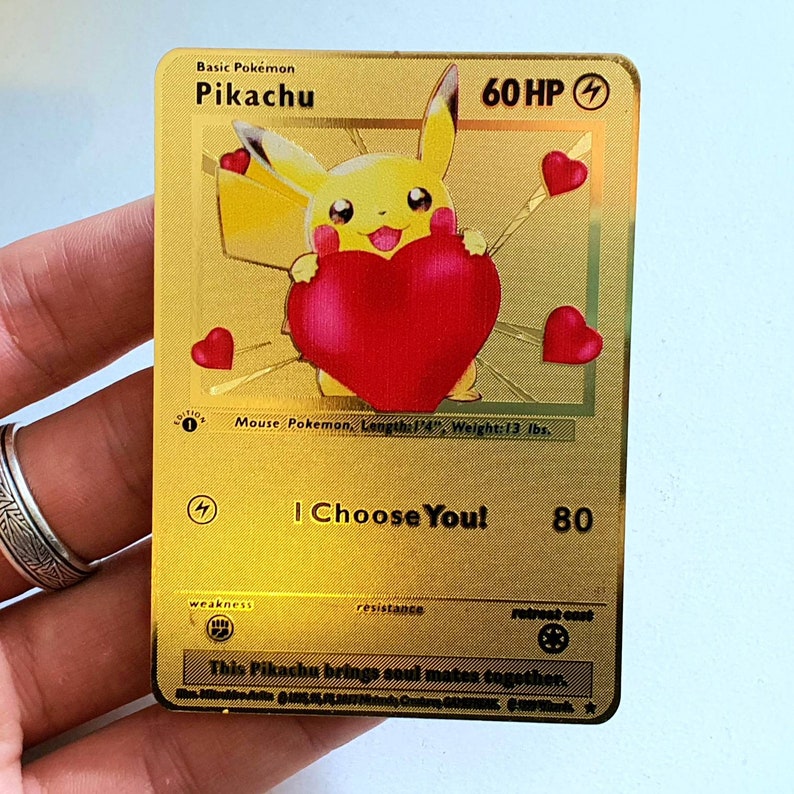 Pikachu I Choose You Gold Pokemon Card Custom Metal Card Etsy UK Pikachu I Choose You Gold Pokemon Card Custom Metal Card Etsy UK