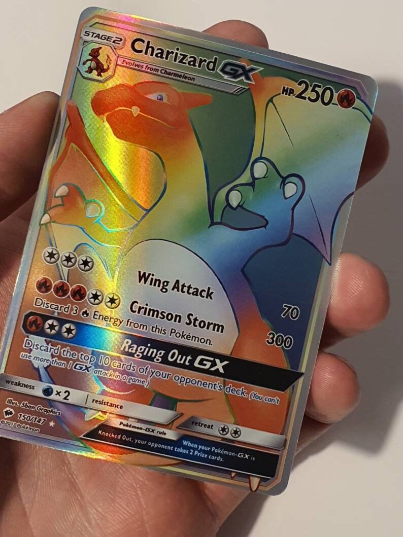 Charizard GX HOLOGRAPHIC Custom Made Shiny Rainbow Rare Etsy Charizard GX HOLOGRAPHIC Custom Made Shiny Rainbow Rare Etsy