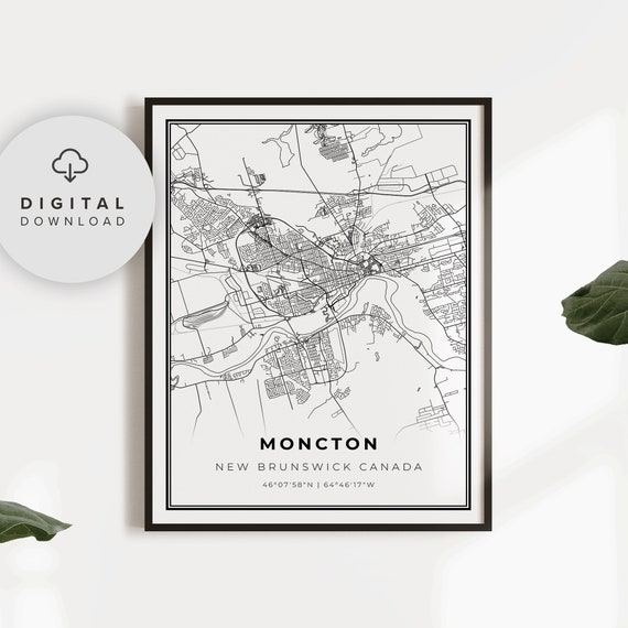 Moncton Map Print New Brunswick NB Canada Printable city | Etsy
