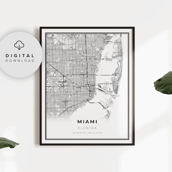 Miami Map Print - Etsy