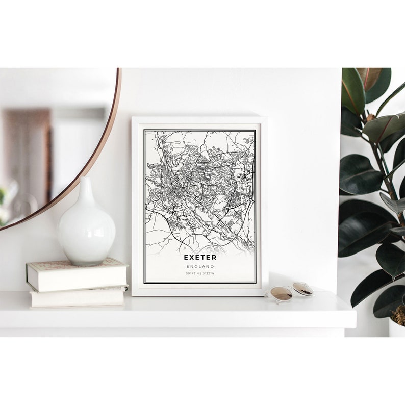 Exeter Map Print England UK United Kingdom Map Art Poster | Etsy