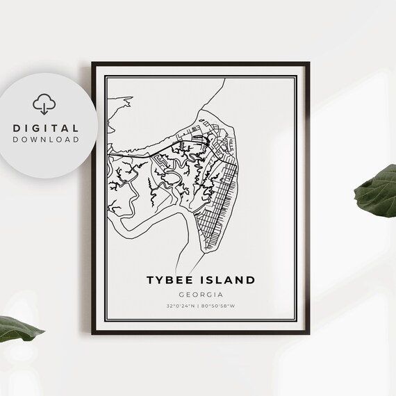 Tybee Island Map Print Georgia GA USA Map Art Poster | Etsy