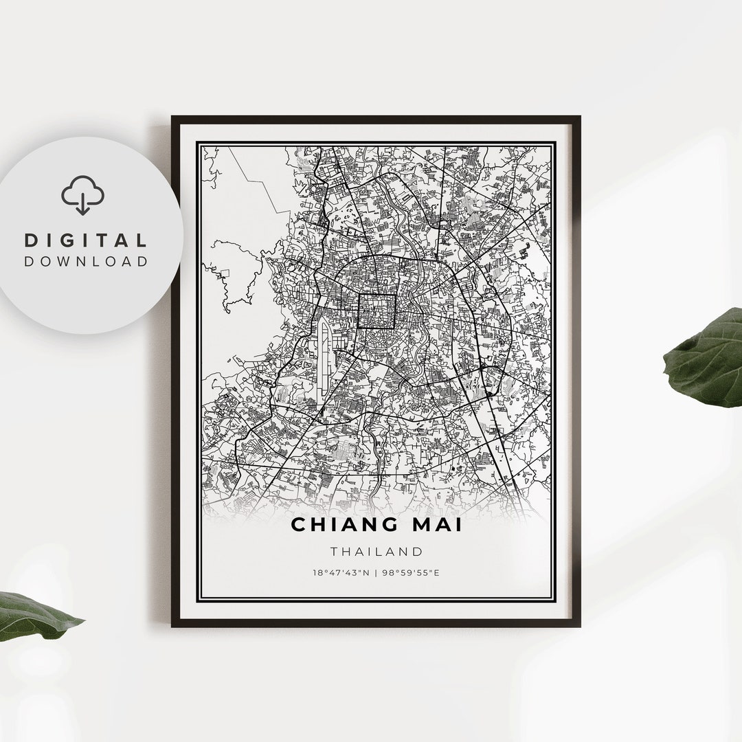Chiang Mai Map Print, Thailand Map Art Poster, Chiengmai Chiangmai ...