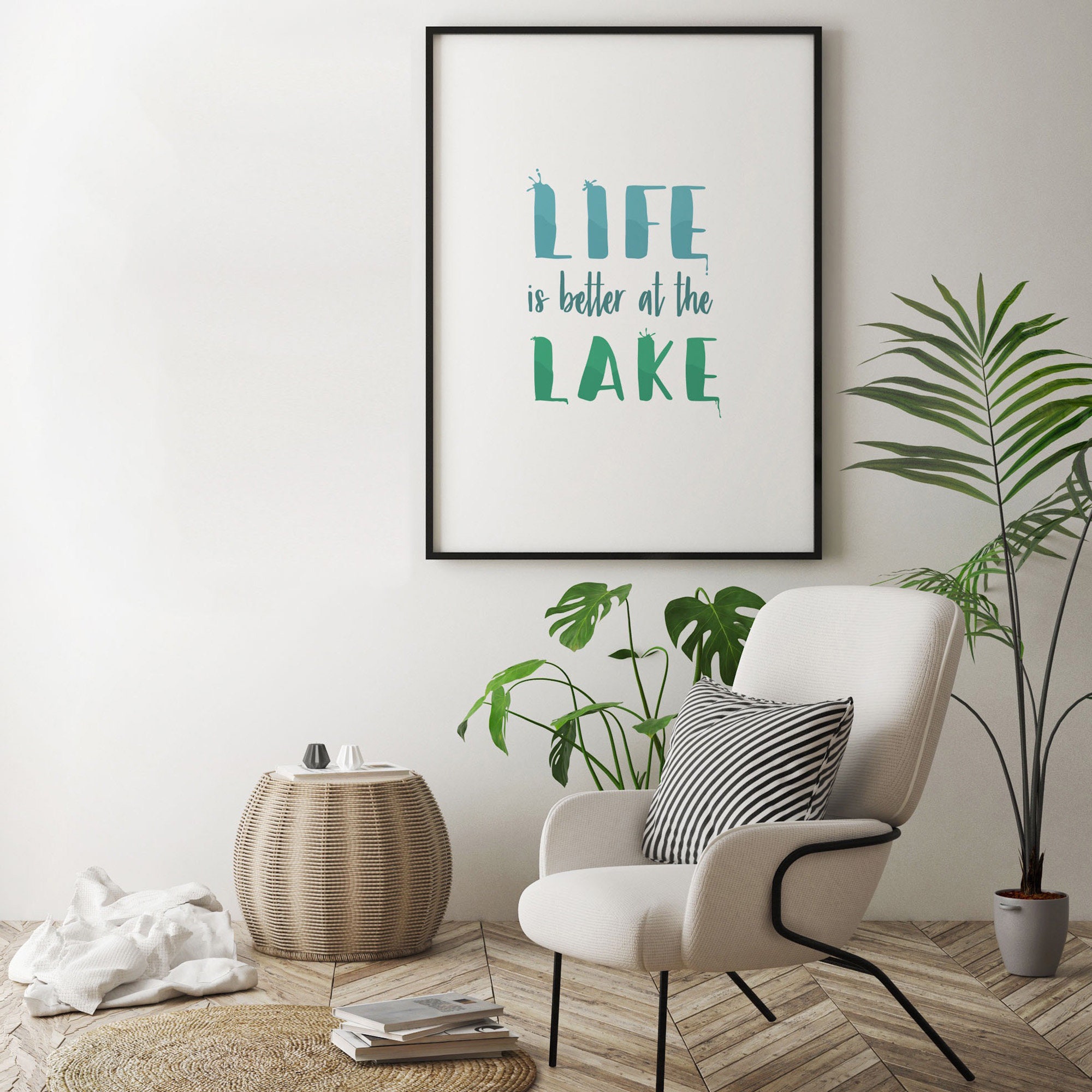 Lake House Print Printable Life is Better at the Lake Wall | Etsy