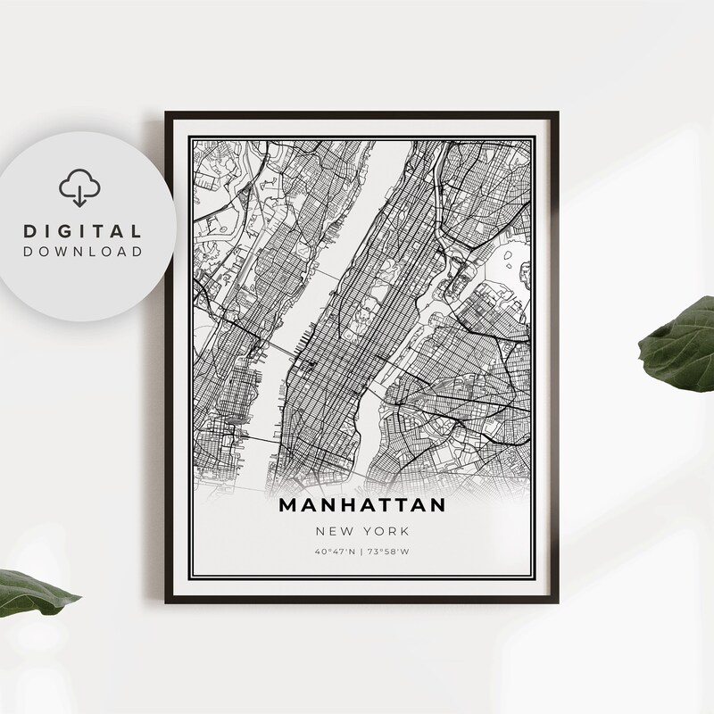 Manhattan Map - Etsy