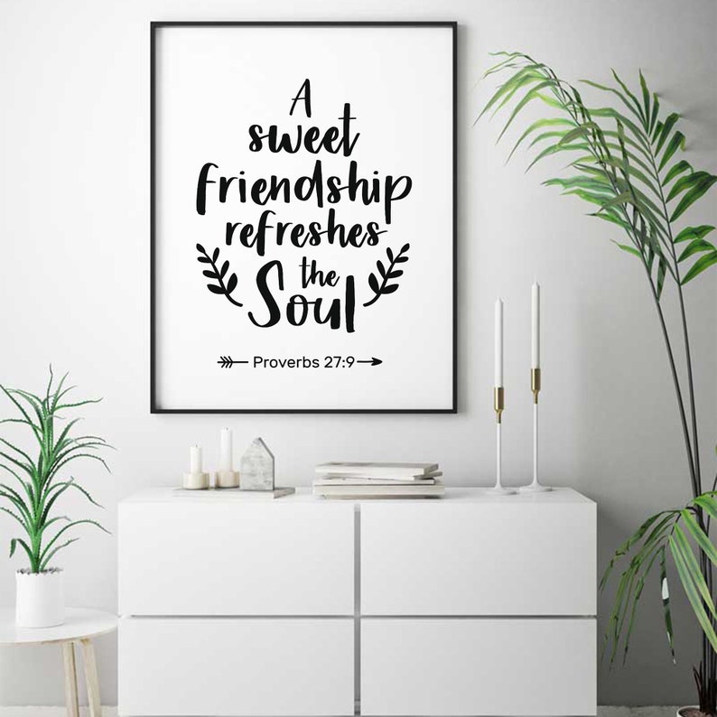 Bible Verse Poster Printable A Sweet Friendship Refreshes - Etsy