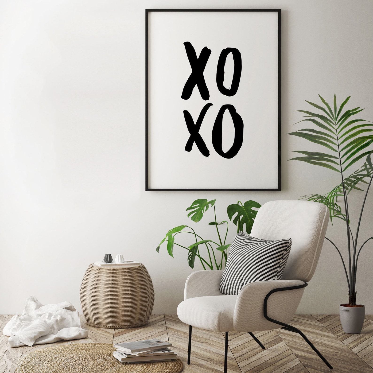 XOXO Print, Brush Script Typography, Black and White Poster (digital ...