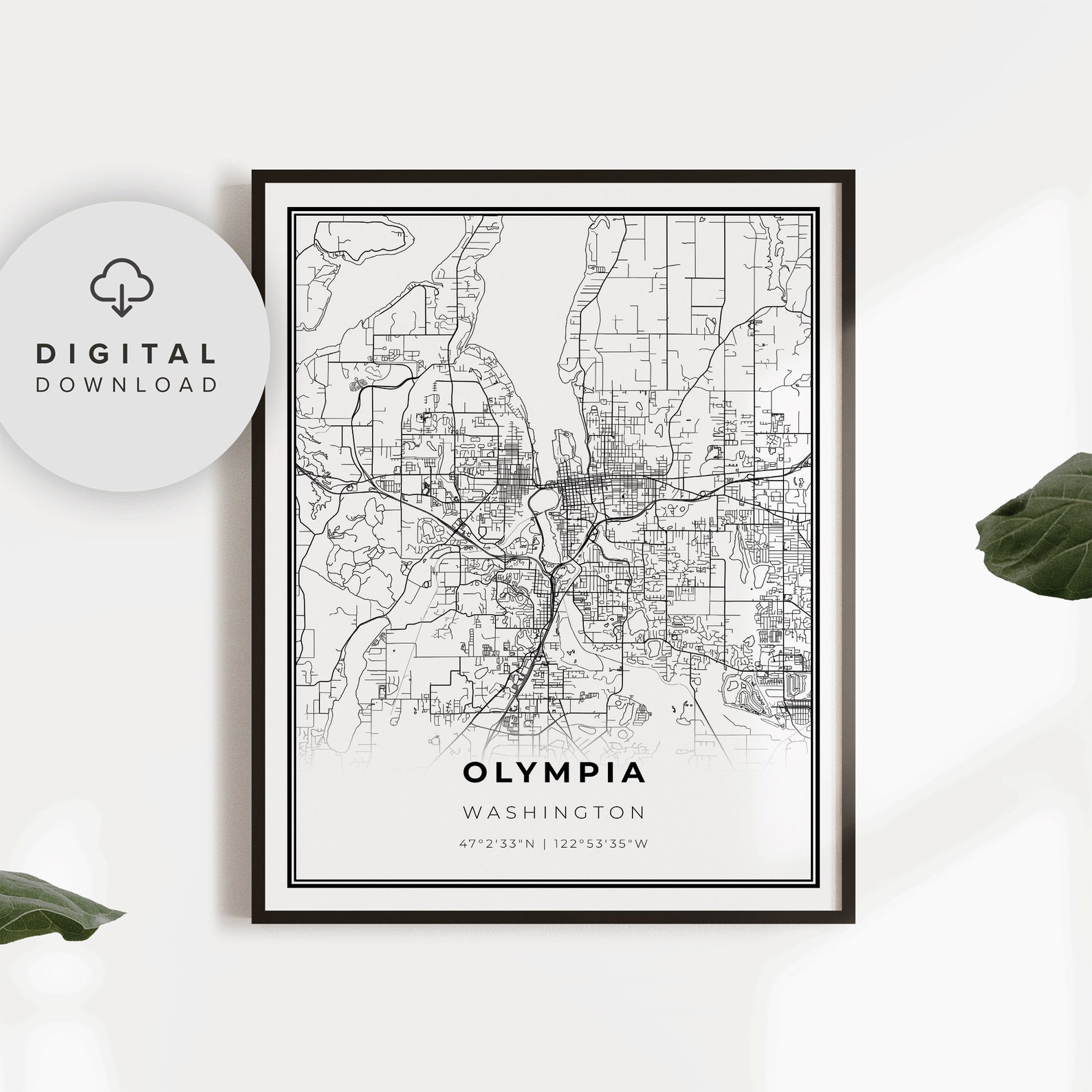 Olympia Map Print Washington Map Art Poster Printable City | Etsy