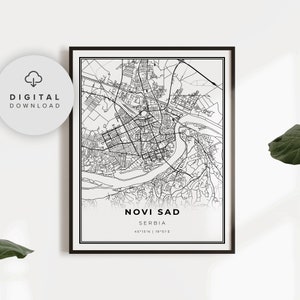 Novi Sad Map Print, Serbia Map Art Poster, Printable City Street Road ...