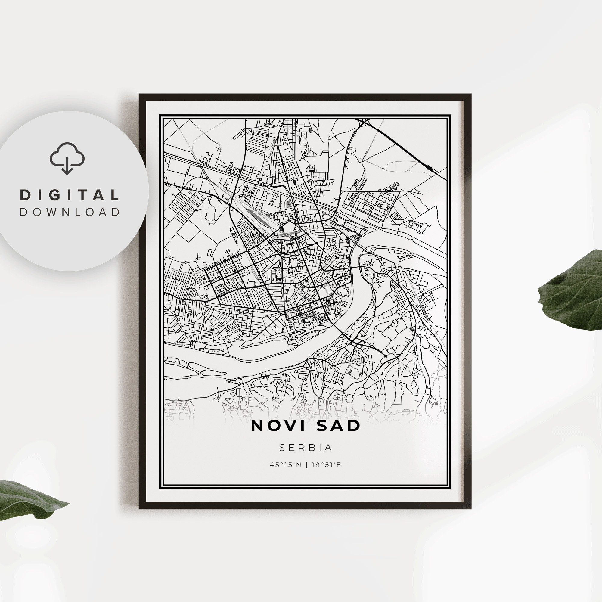 Novi Sad Map Art Print, Serbia City Street Map (digital Download ...