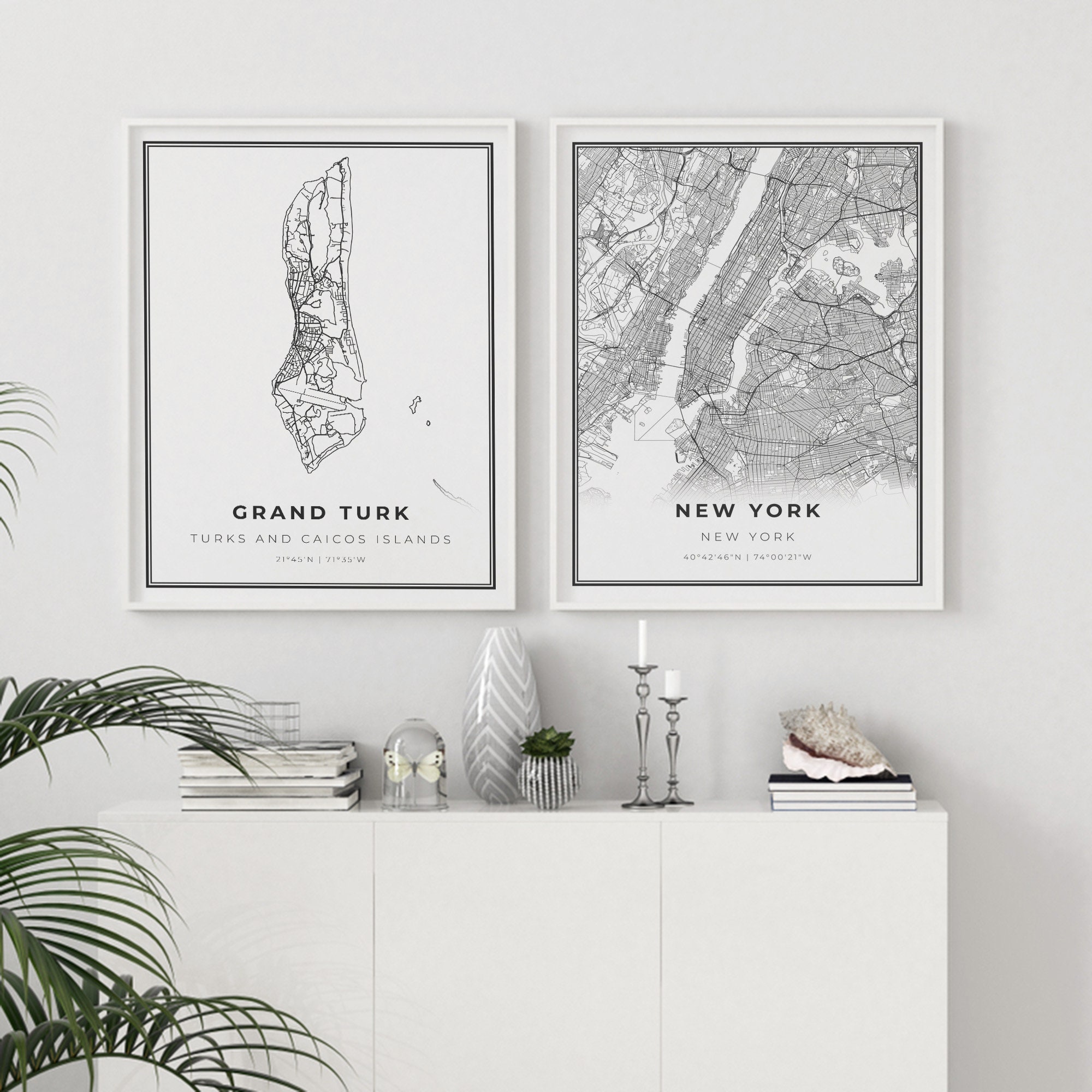 Grand Turk Map Art Print, Turks and Caicos Street Map (digital Download ...