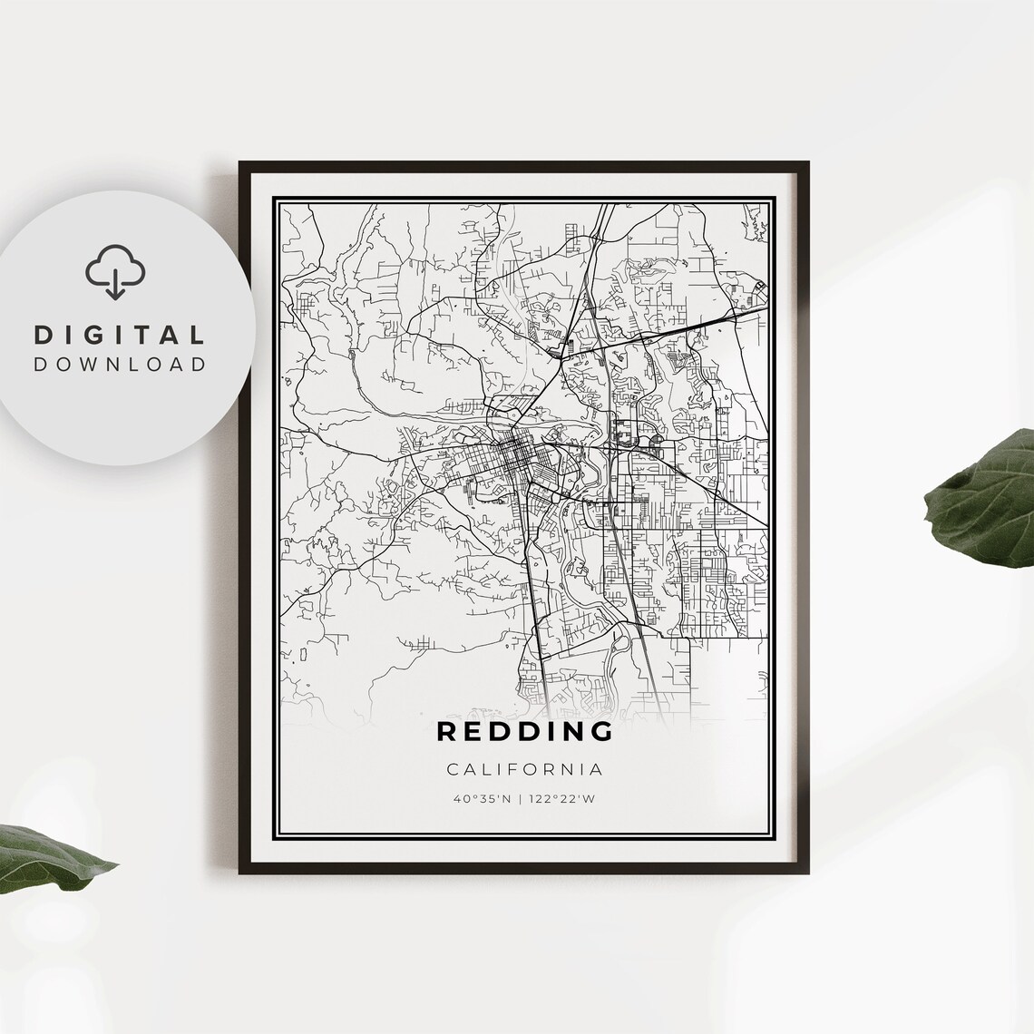 Redding Map Print California CA USA Map Art Poster Printable - Etsy