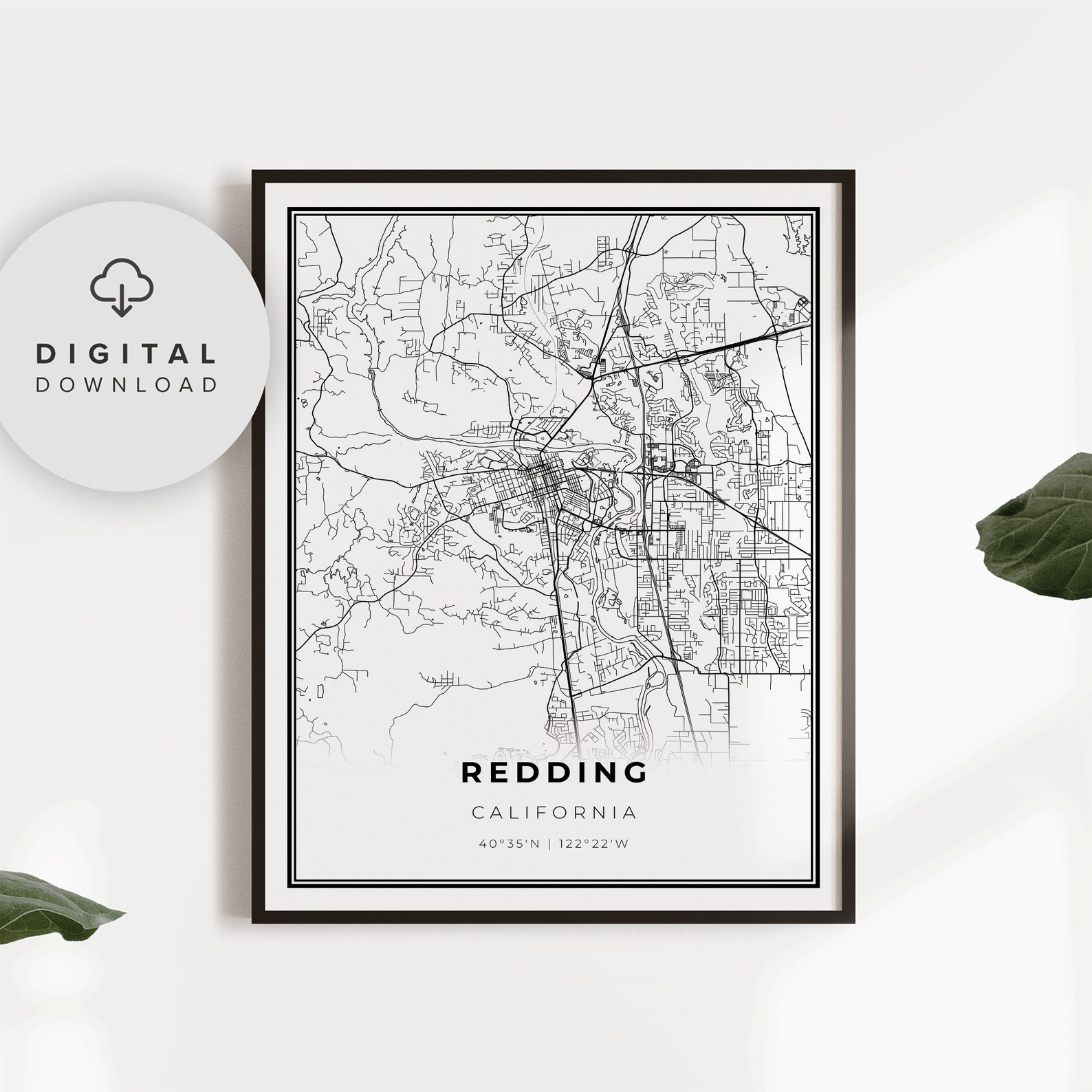 Redding Map Print California CA USA Map Art Poster Printable - Etsy
