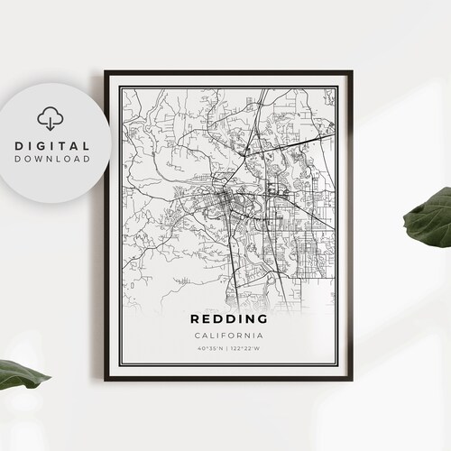 Redding Map Print California CA USA Map Art Poster Printable - Etsy