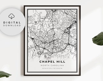 Chapel Hill Map Print Chapel Hill North Carolina North - Etsy