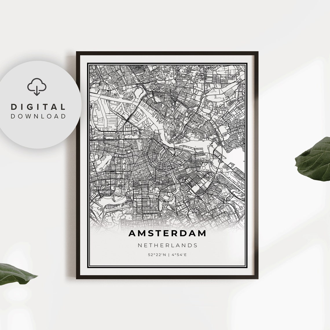 Amsterdam Map Print, Netherlands Nederland Holland Map Art Poster ...