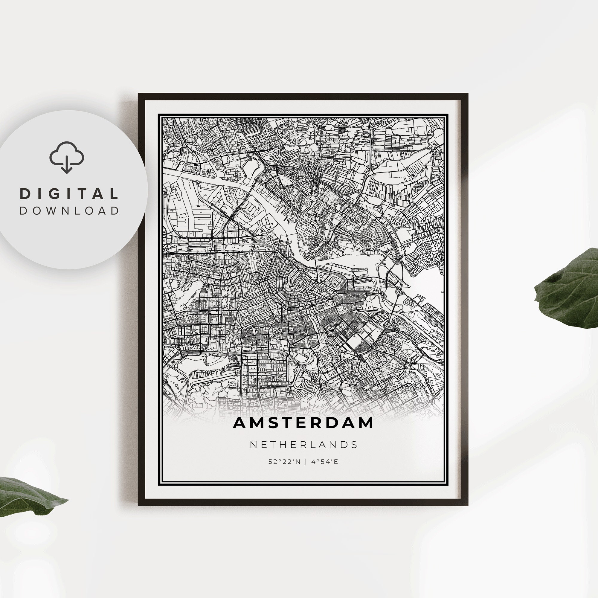 Amsterdam Map Print, Netherlands Nederland Holland Map Art Poster ...