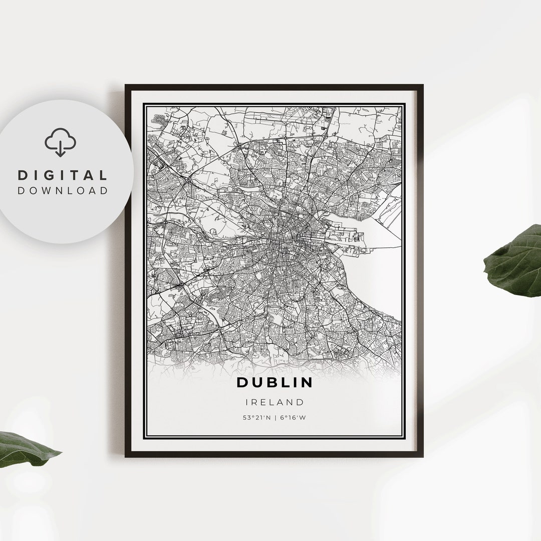 Dublin Map Print, Ireland Map Art Poster, Baile Cliath, Printable City ...