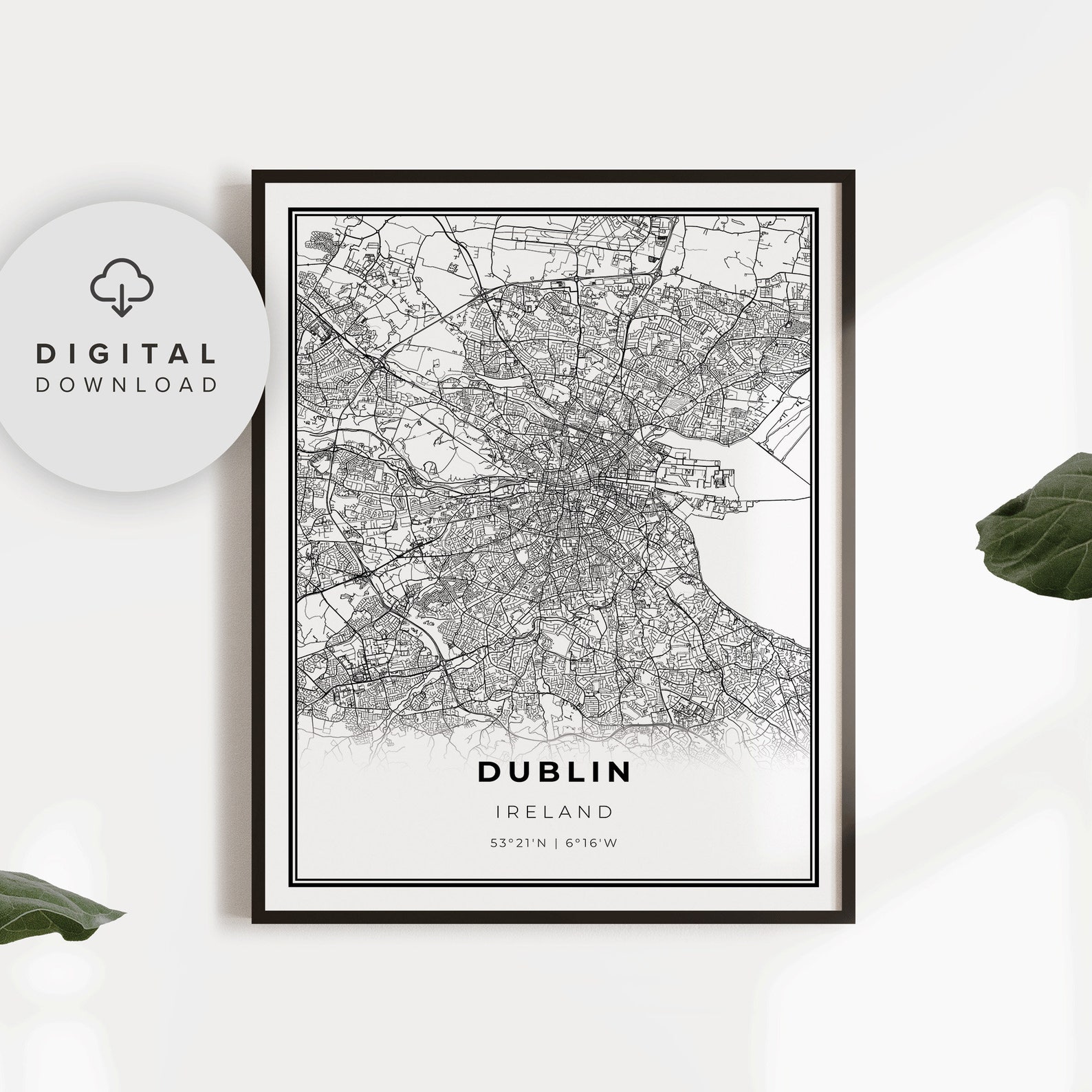 Dublin Map Print, Ireland Map Art Poster, Baile Cliath, Printable City ...