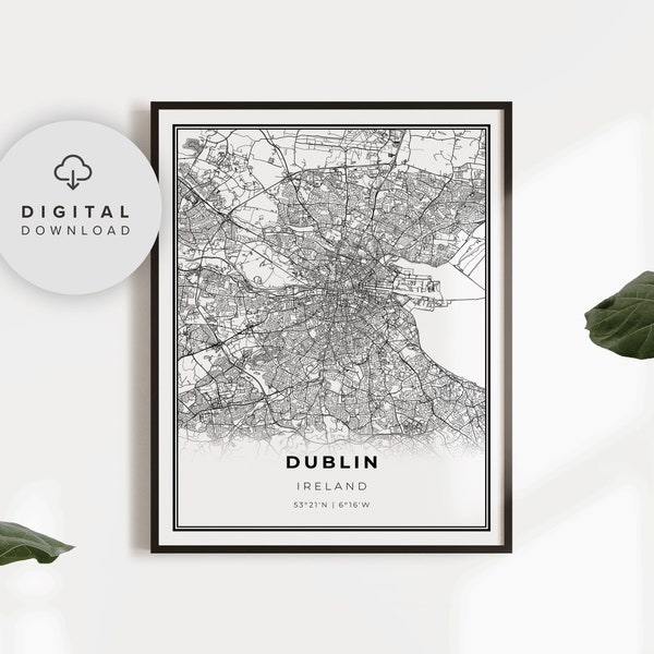Dublin City Print, Street Map Art - Etsy
