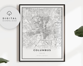 Columbus Map Print City Map Poster - Etsy