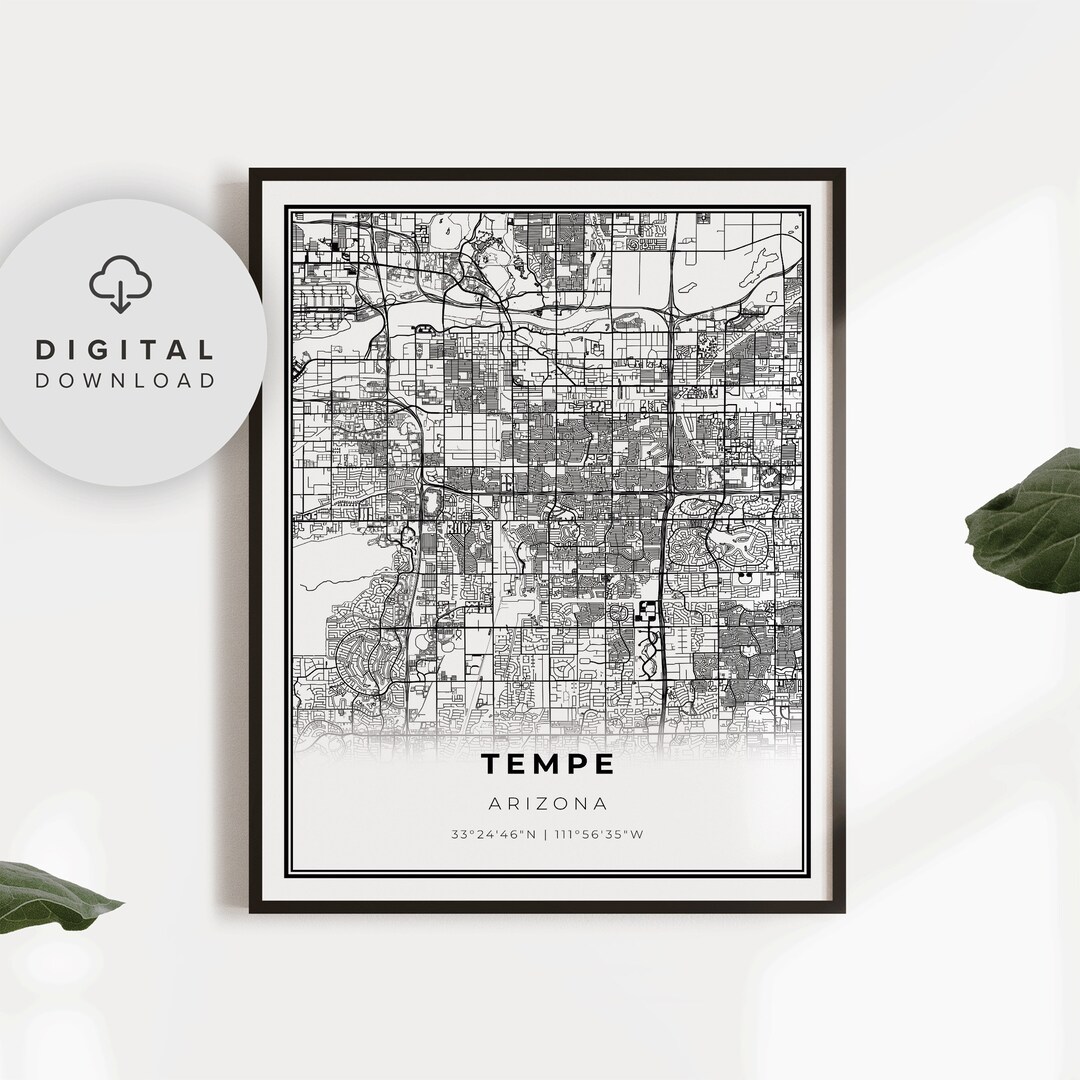 Tempe Map Print, Arizona AZ USA Map Art Poster, Printable City Street ...