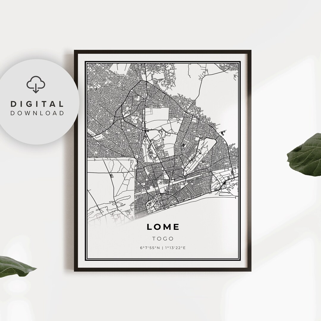 Lome Map Print, Togo Map Art Poster, Togolaise Togolese, Printable City ...