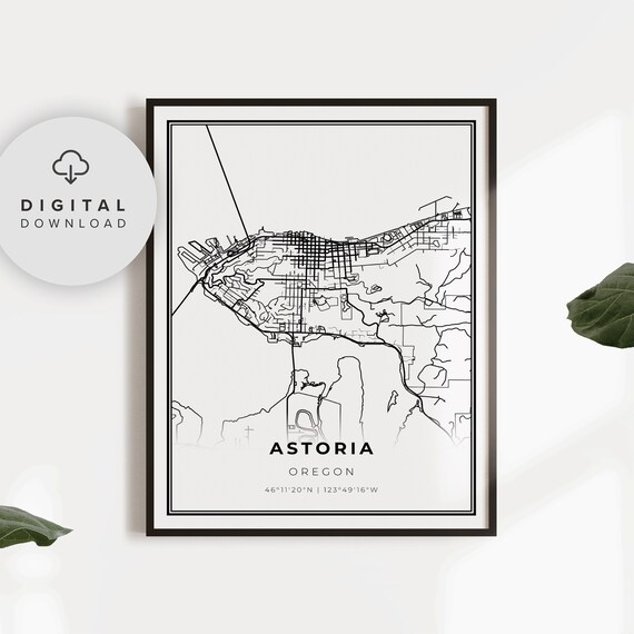 Astoria Map Print Oregon OR USA Map Art Poster Clatsop - Etsy
