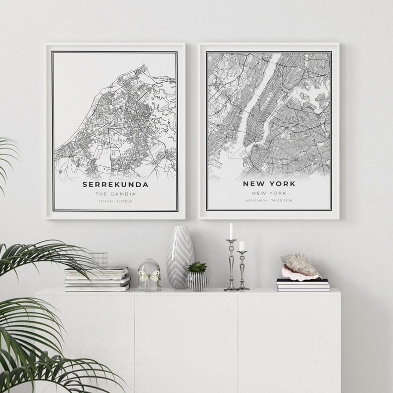 Serrekunda Map Print The Gambia Map Art Poster Serekunda | Etsy