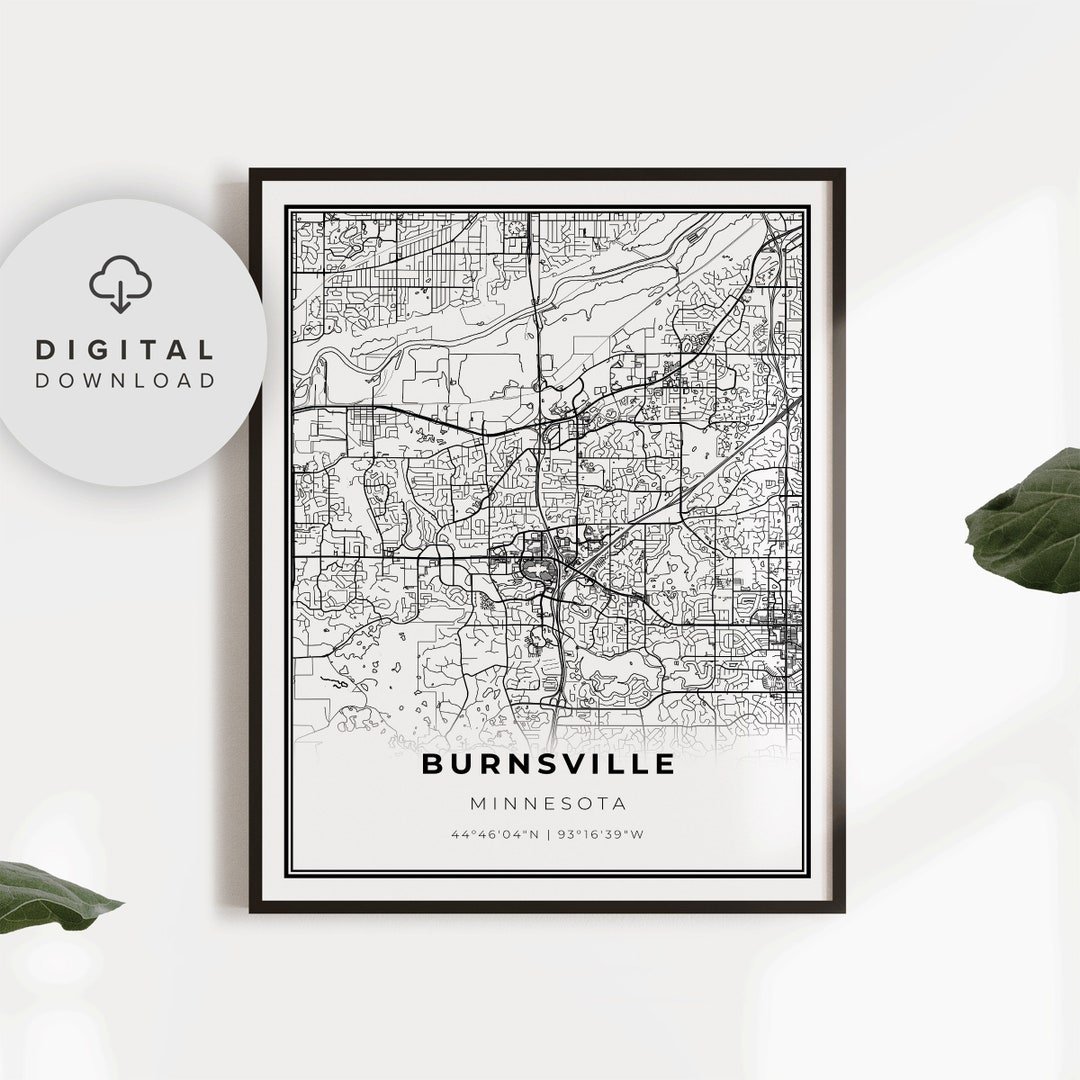 Burnsville City Map Print, Minnesota MN USA Map Art Poster, Printable ...